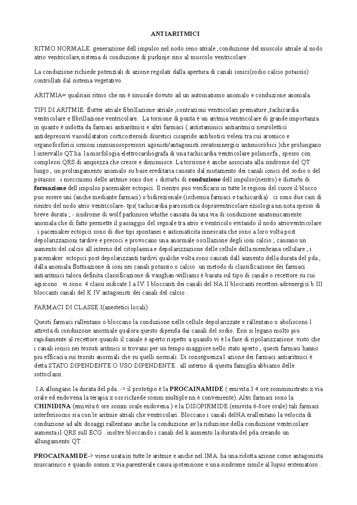 Antiaritmici - Appunti ricavati da lezione di farmacologia ...