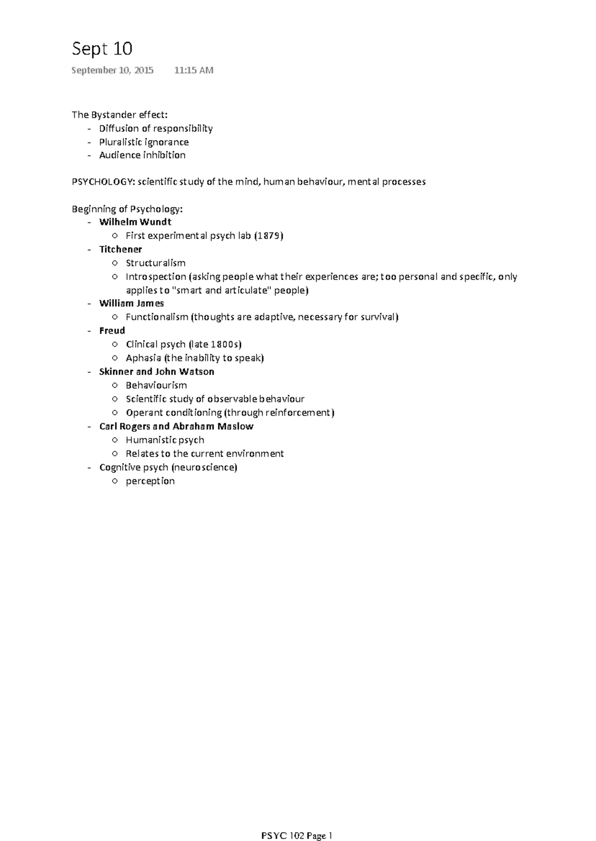 PSYC102 Lecture Notes - Diffusion of responsibility - Pluralistic ...