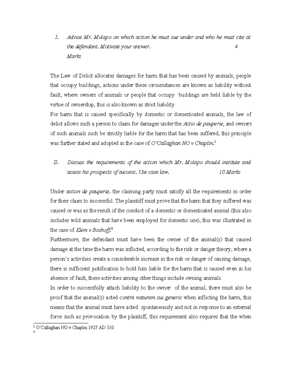 Delict Writing TASK 1r - Assist in studying efficiently - I. Advise Mr ...