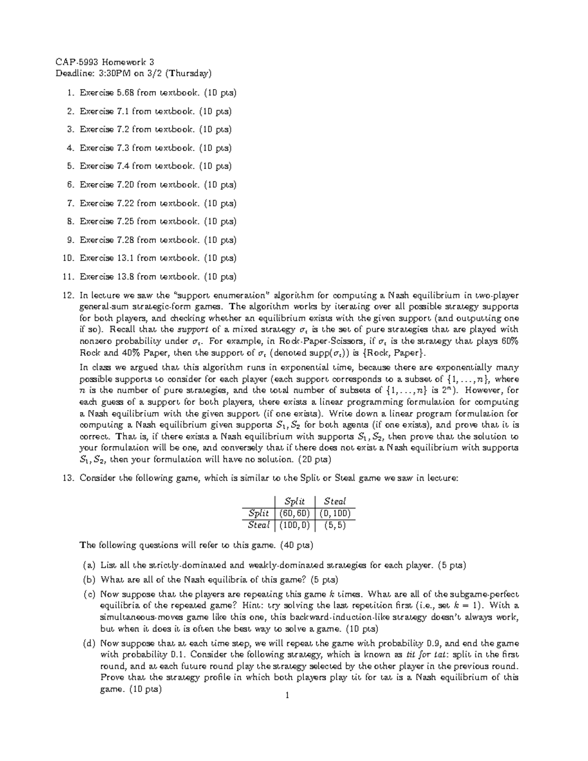 HW3 - HW3 - CAP-5993 Homework 3 Deadline: 3:30PM on 3/2 (Thursday) 1 ...