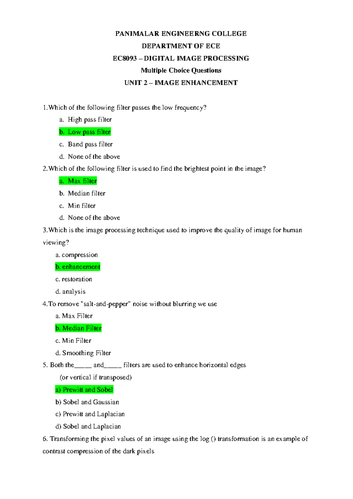 515070768 DIP Unit 2 MCQ - PANIMALAR ENGINEERNG COLLEGE DEPARTMENT OF ...