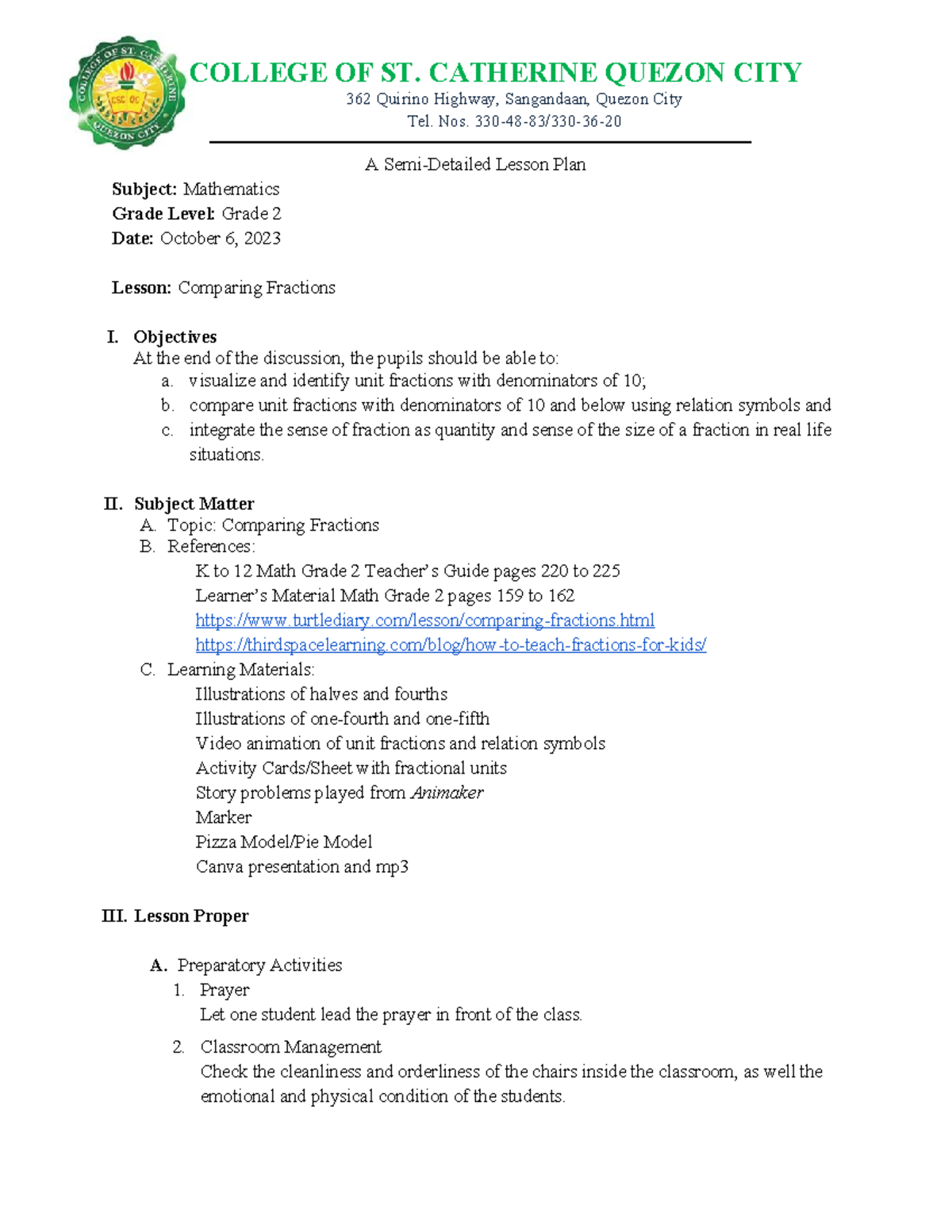 Semi Detailed Lesson Plan - 362 Quirino Highway, Sangandaan, Quezon ...