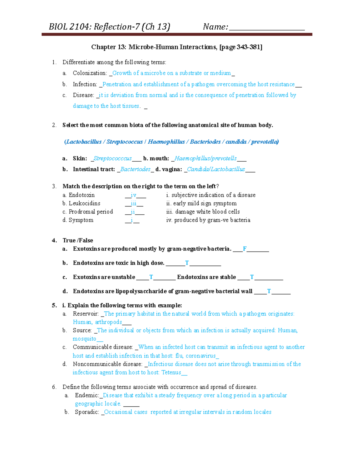 2104 Reflection-7(Ch 13) F'20 Ans copy - BIOL 2104: Reflection-7 (Ch 13 ...