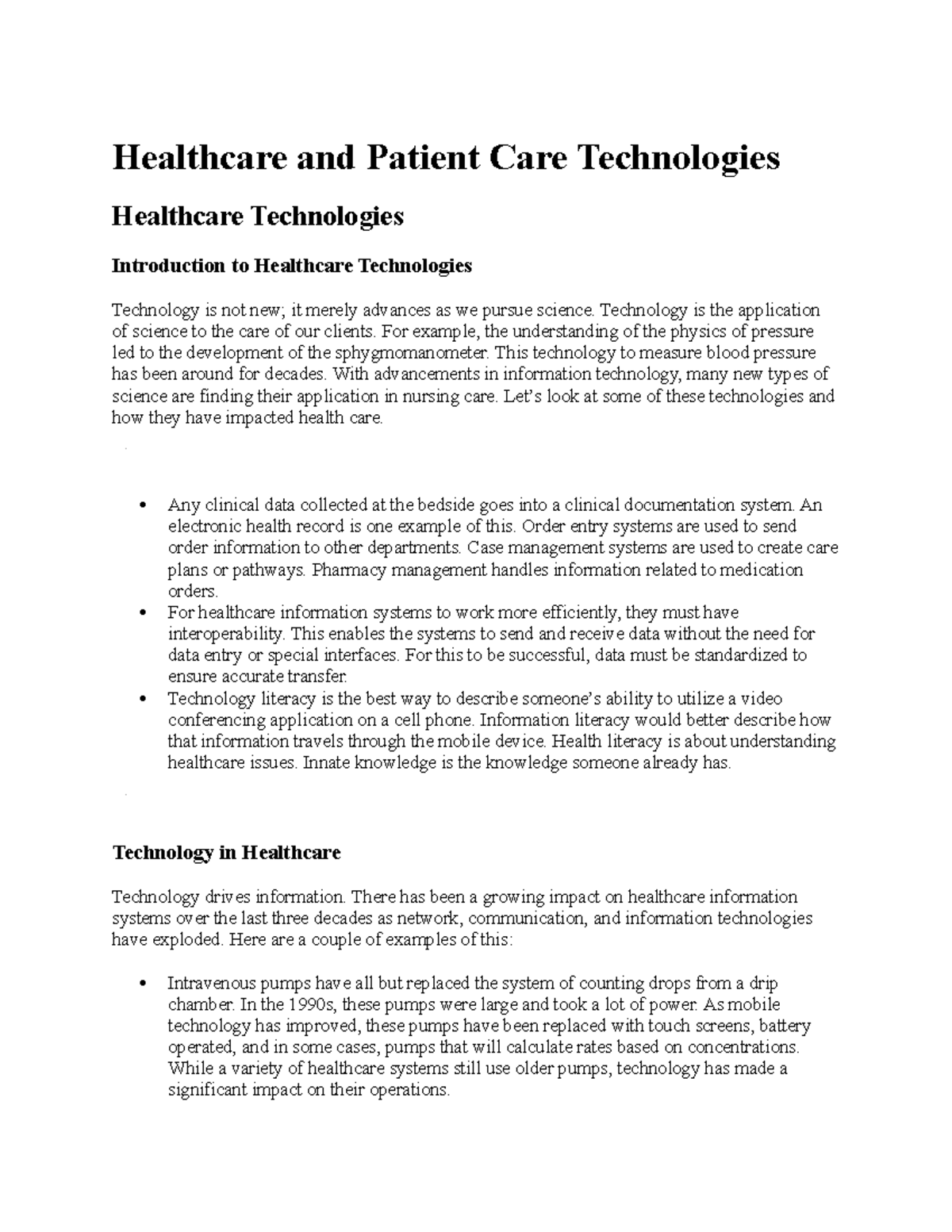Nr360 Edapt 2 Edapt Assignment For Week 2 Healthcare And Patient Care Technologies 
