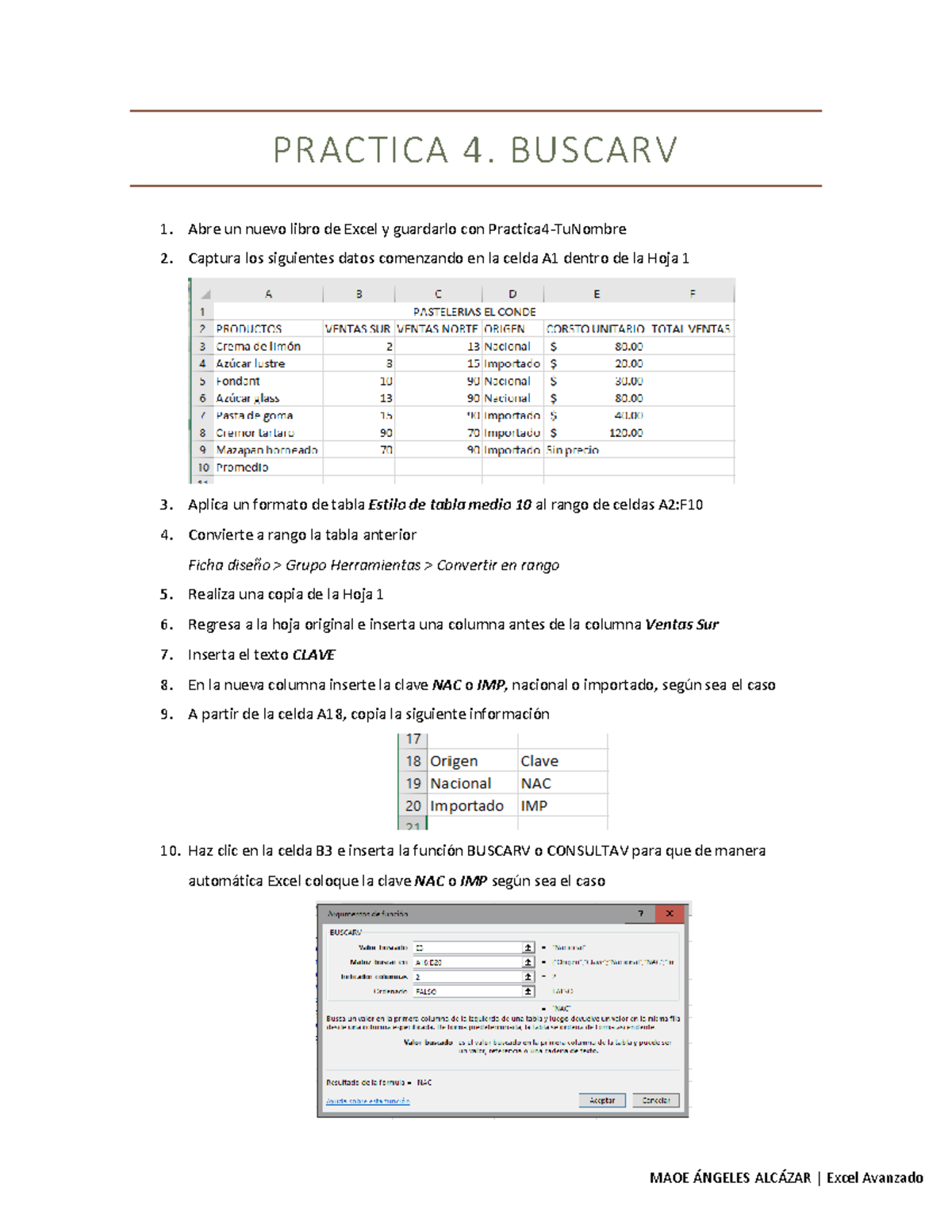 Practica 4 - Excel - MAOE ¡NGELES ALC¡ZAR | Excel Avanzado PRACTICA 4 ...