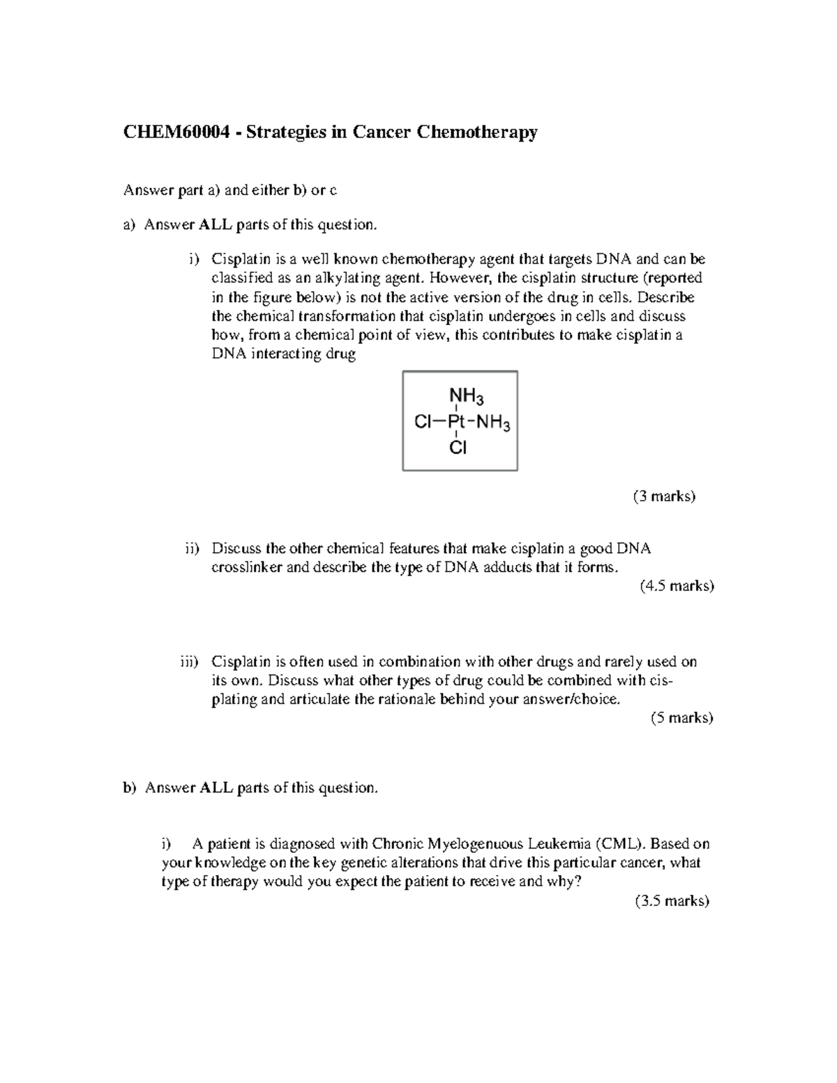 Strategies in cancer chemotherapy question 2021 resit - CHEM60004 ...