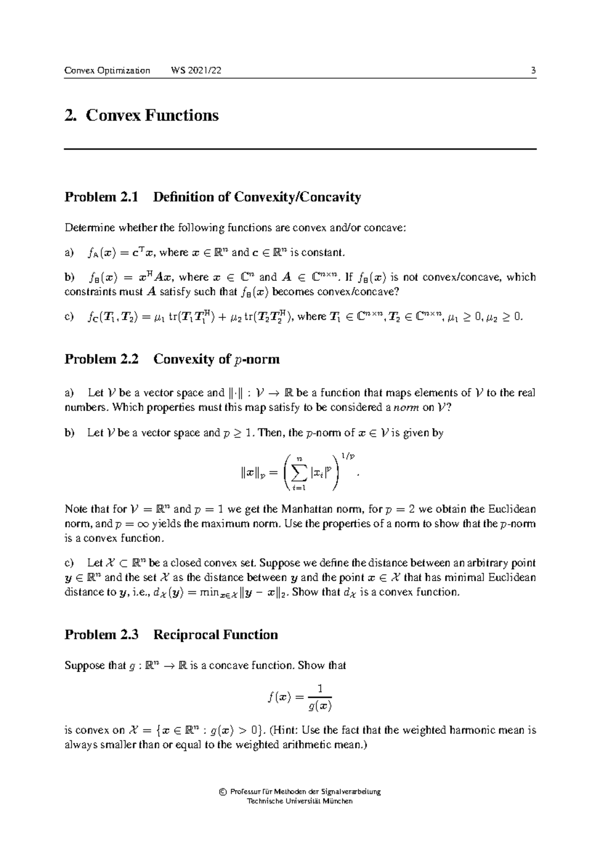 Problem 2 Central Practice - Convex Optimization WS 2021/22 3 2. Convex ...