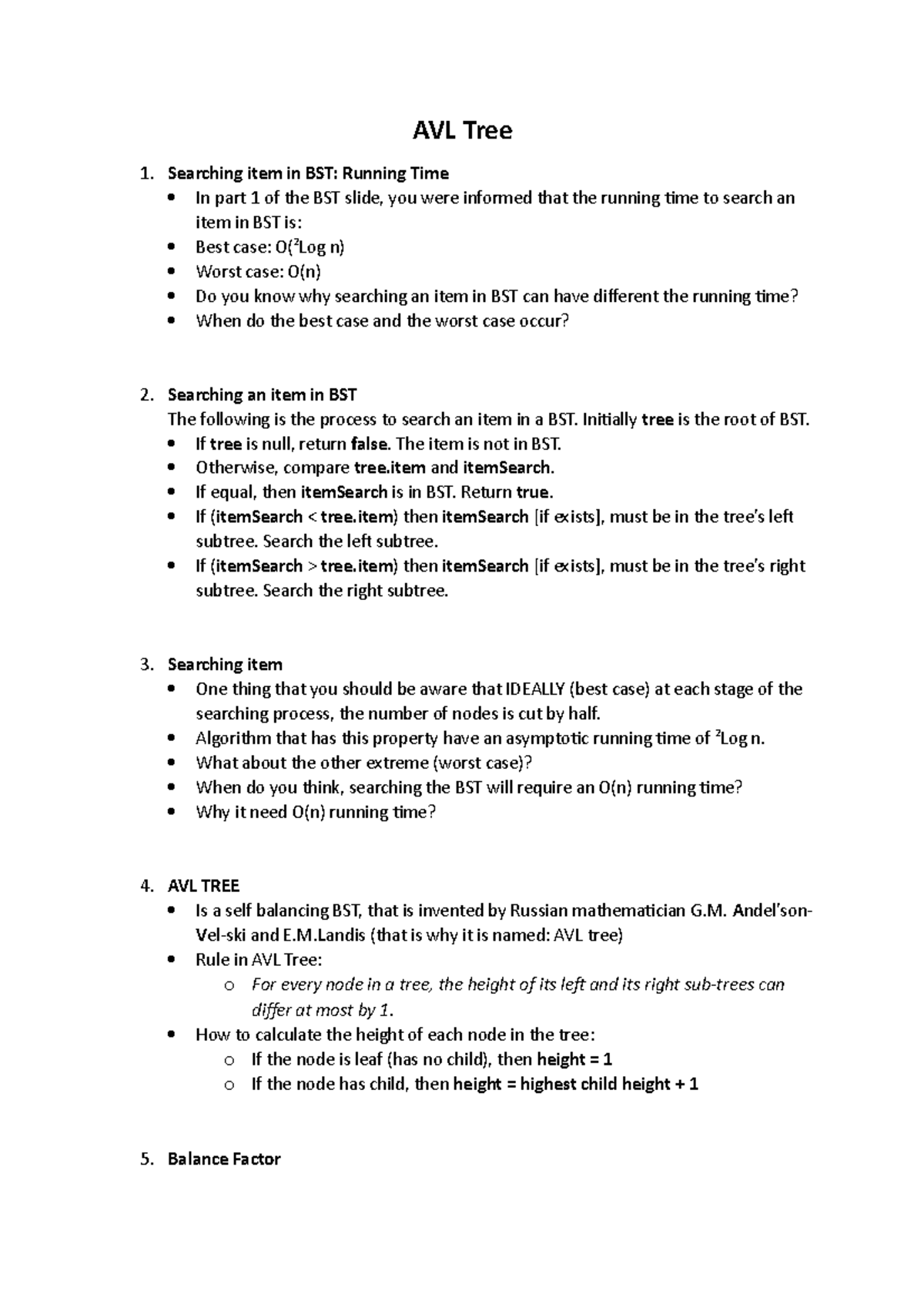 Avl Tree Lecture Notes About Avl Tree Avl Tree Searching Item In 7854