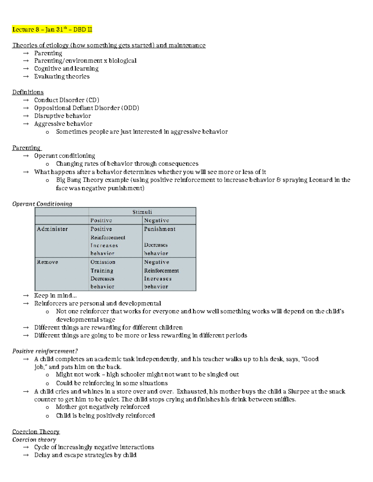 Lecture 8 PSYC 412 - Notes - Lecture 8 – Jan 31th – DBD II Theories of ...