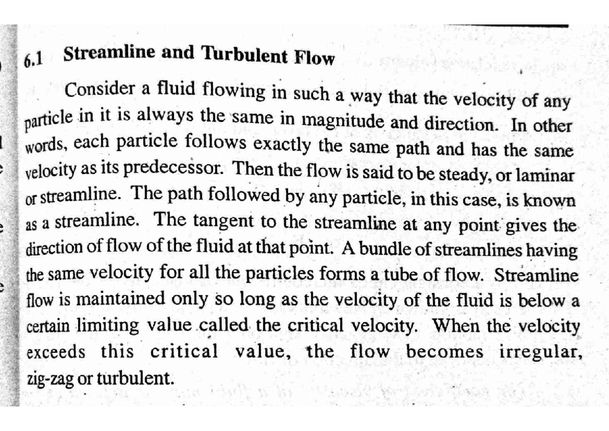 Streamline and turbulent flow - Bsc Physics - Studocu
