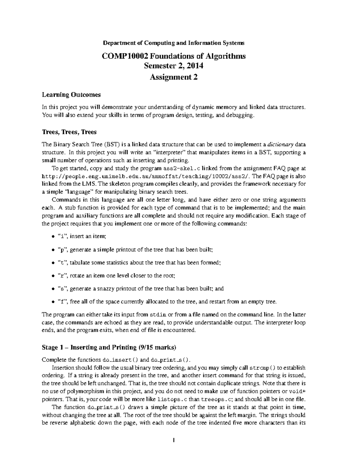 Seminar Assignments Questions And Answers Foundations Of Algorithms Department Of Computing