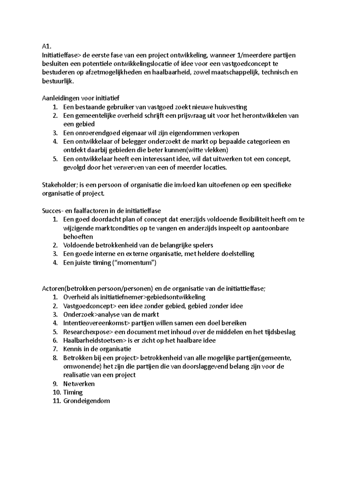 PROJECT ONTWIKKELING - A1. de eerste fase van een project ontwikkeling ...