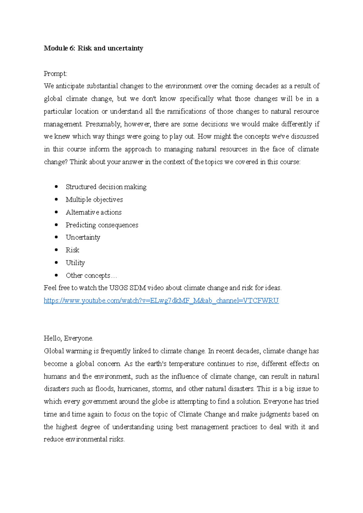 Module 6 Risk and uncertainty - Module 6: Risk and uncertainty Prompt ...