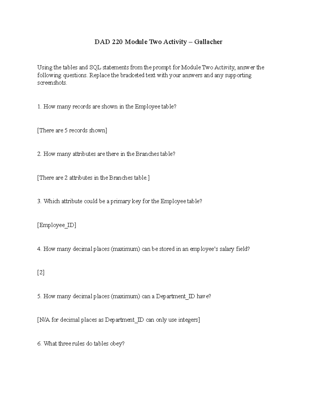 Gallacher - DAD - 220 Activity 2-3 - DAD 220 Module Two Activity ...