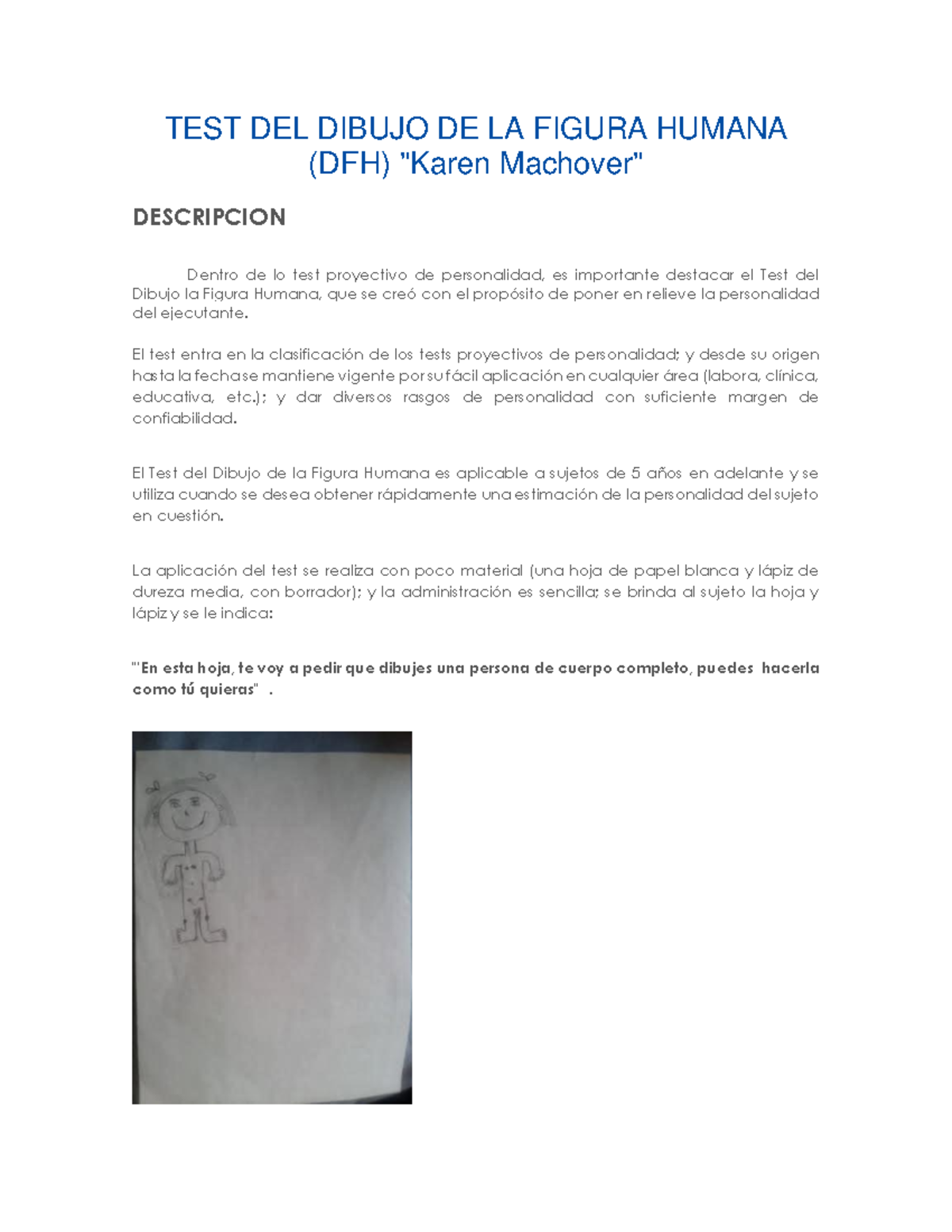 TEST DEL Dibujo DE LA Figura Humana II - TEST DEL DIBUJO DE LA FIGURA ...