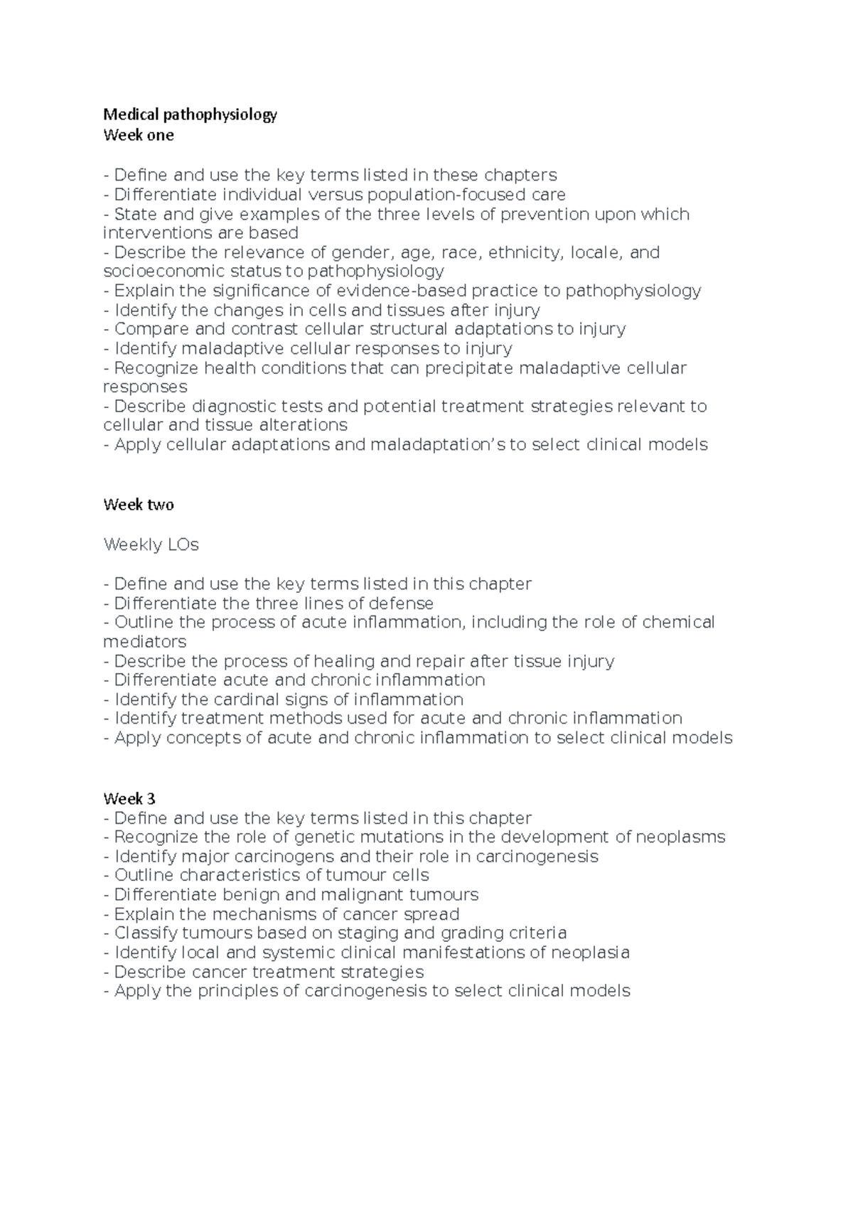 Medical pathophysiology - Studocu