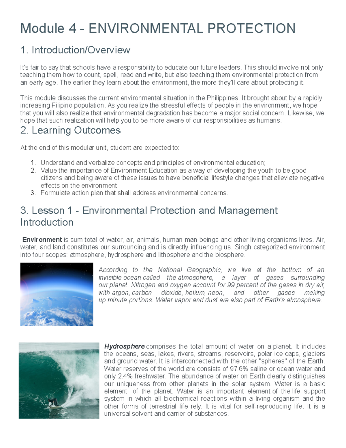 NSTP Module 4 - Environmental Protection - Module 4 - ENVIRONMENTAL ...