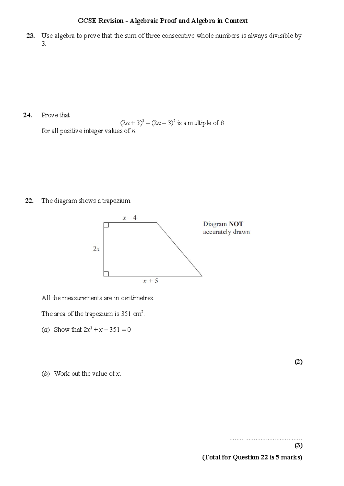 Gcserevision-Algebraic Proof And Algebra In Context - GCSE Revision ...