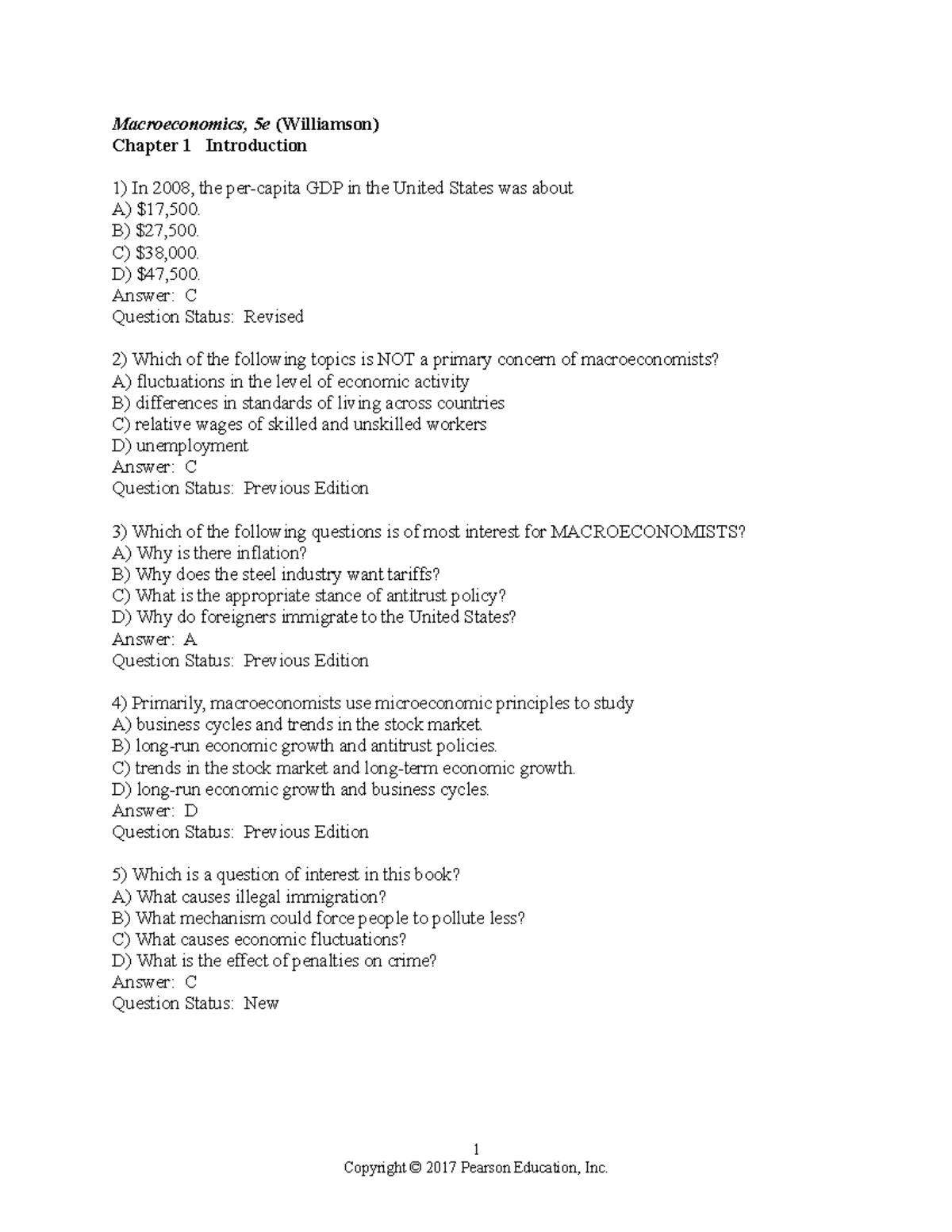 Chapter-01 - chp1 test - Macroeconomics, 5e (Williamson) Chapter 1 ...
