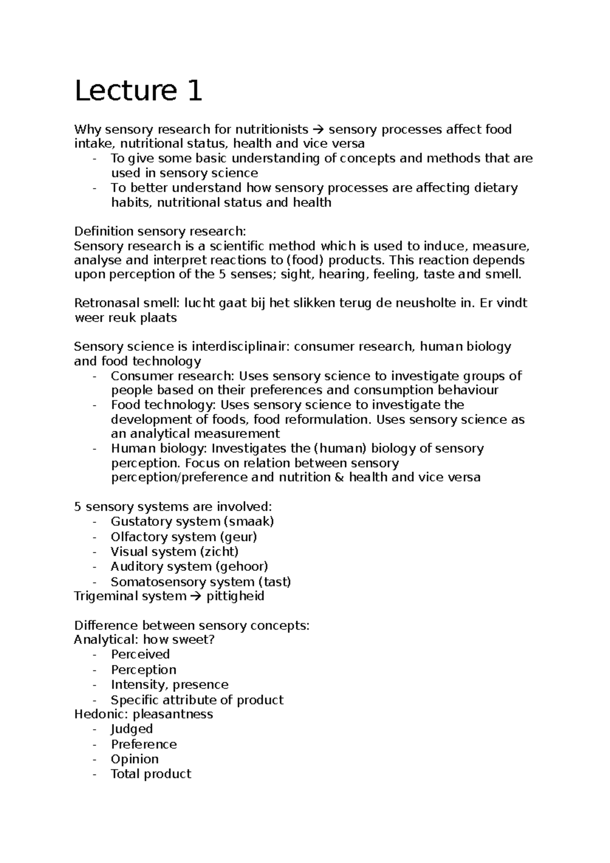 Sensory science - Lecture 1 Why sensory research for nutritionists ...