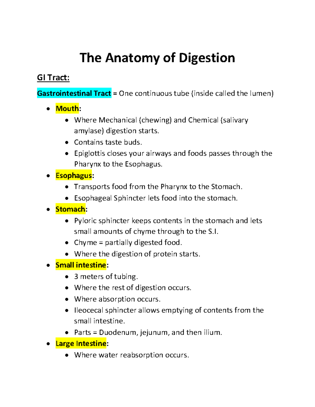 Foodnutr #3 - The Anatomy of Digestion GI Tract: Gastrointestinal Tract ...