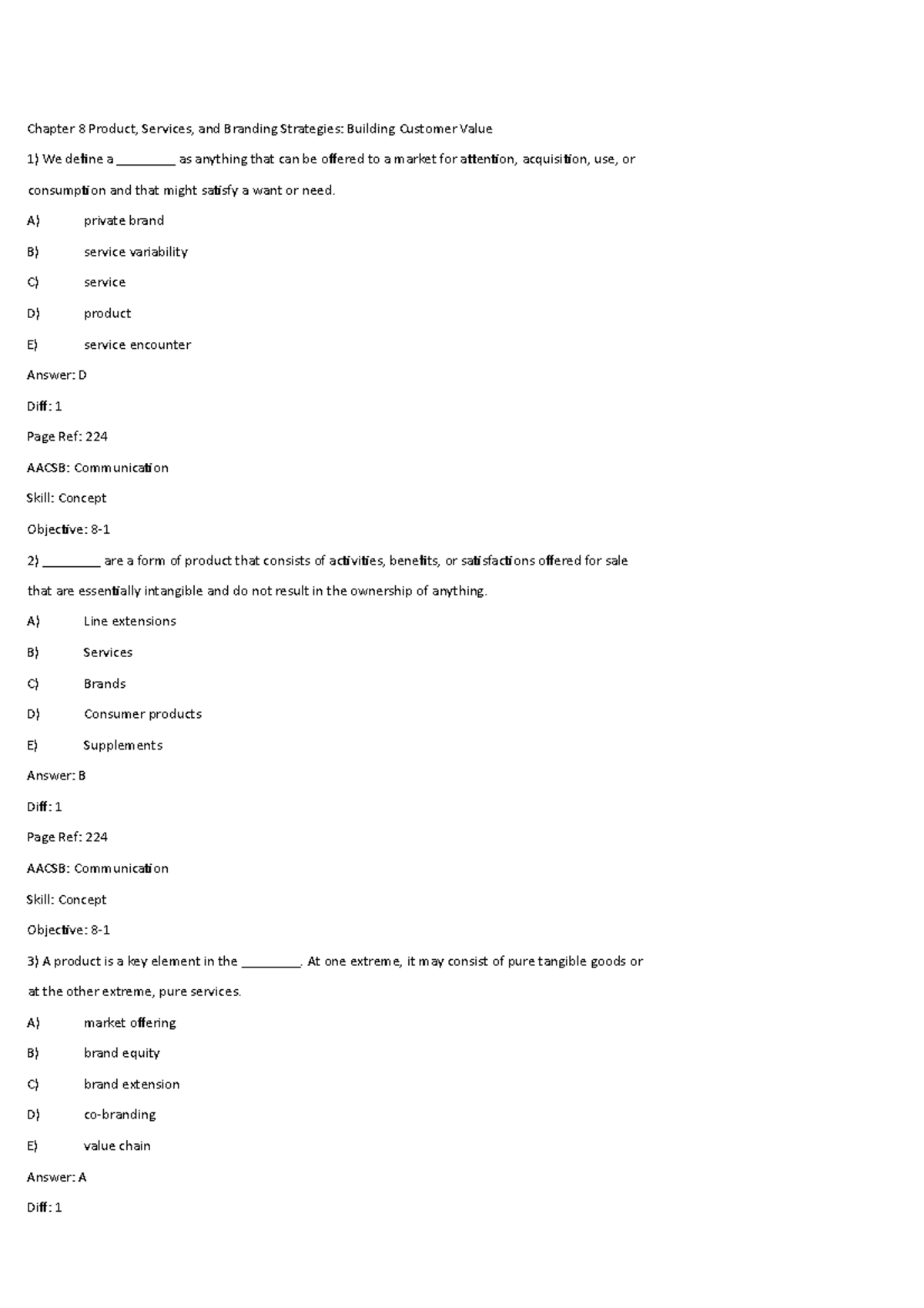 PM chapter 8 test banks - Chapter 8 Product, Services, and Branding ...