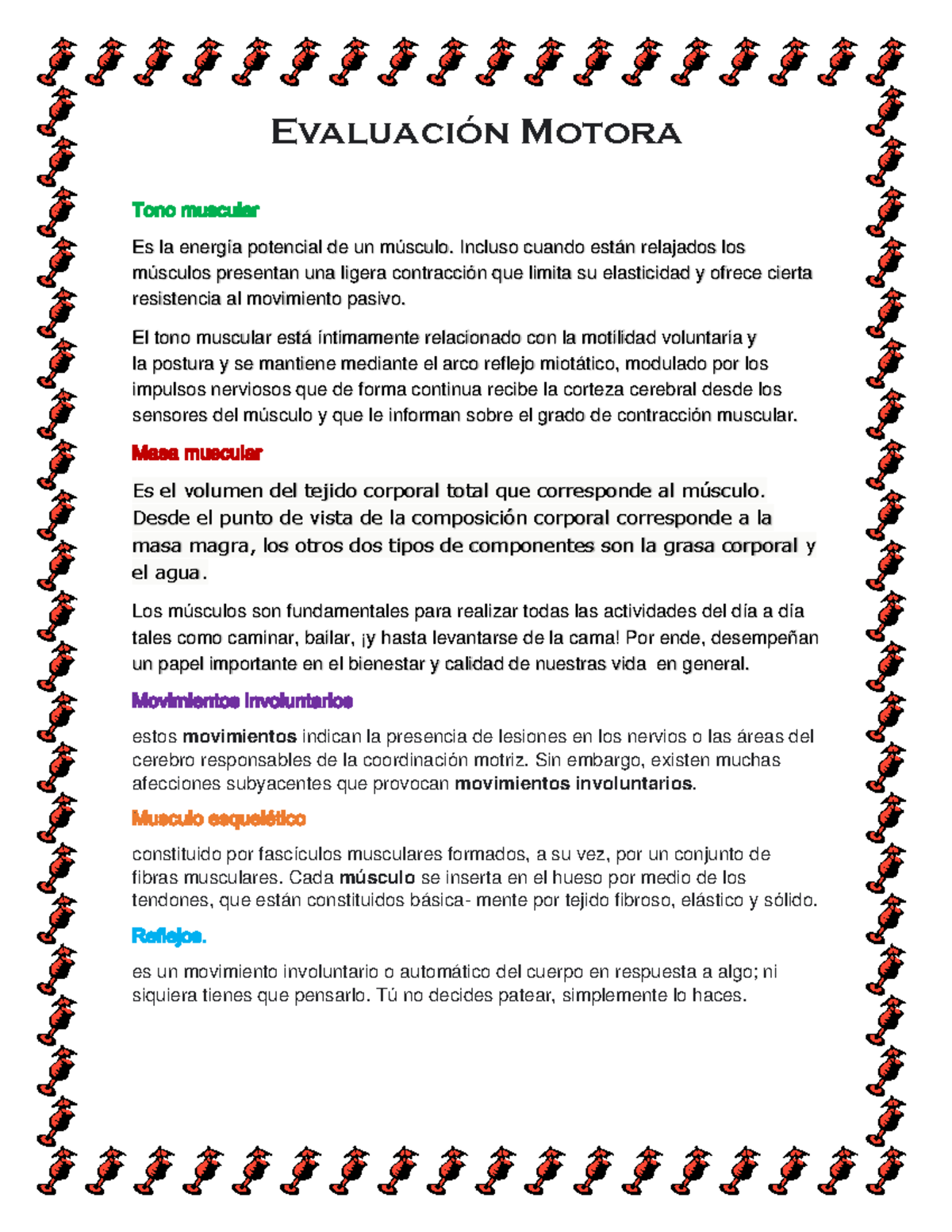 Evaluación Motora - Evaluación Motora Es la energía potencial de un ...
