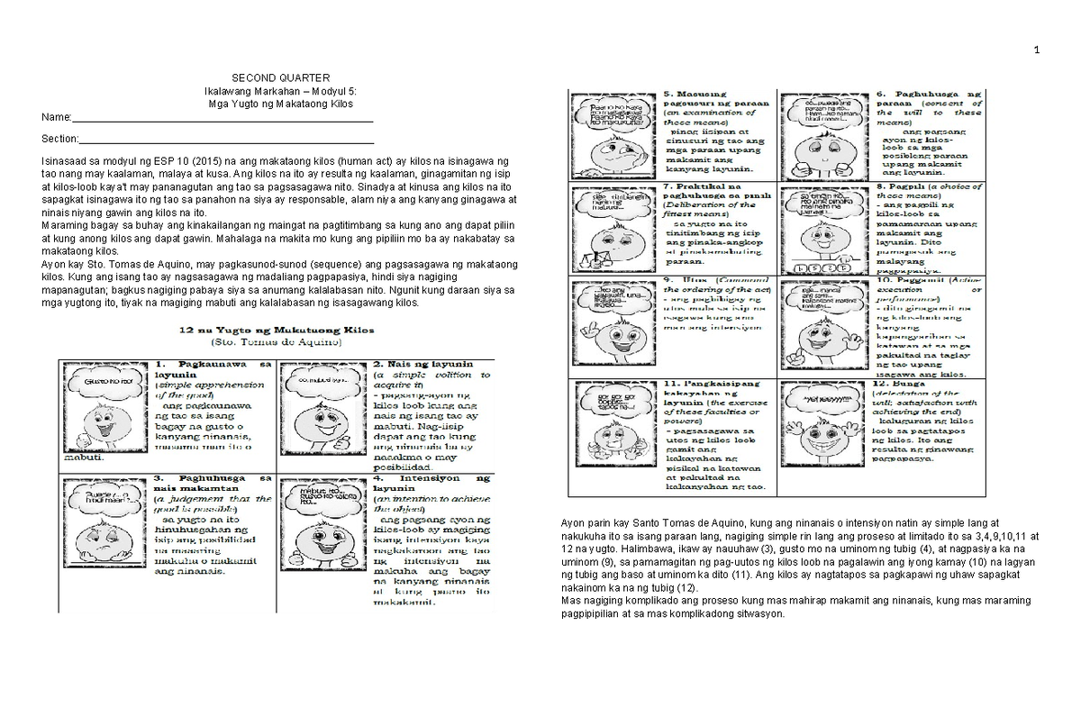 ESP 10 Second Quarter Module 5 - 1 SECOND QUARTER Ikalawang Markahan – Modyul 5: Mga Yugto ng ...
