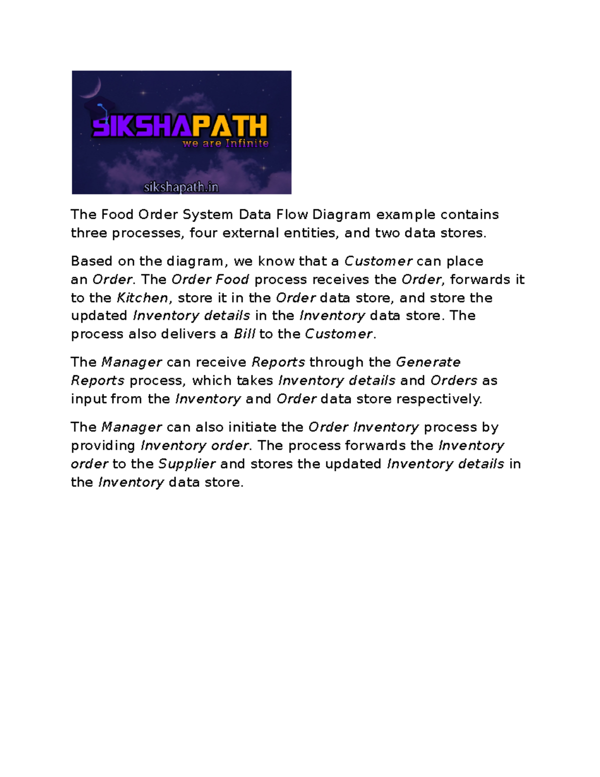 The Food Order System Data Flow Diagram - Software Engineering - Studocu