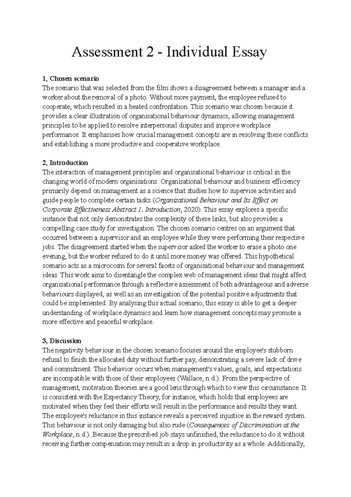 Assessment 2 - Individual Essay - Assessment 2 - Individual Essay 1 ...