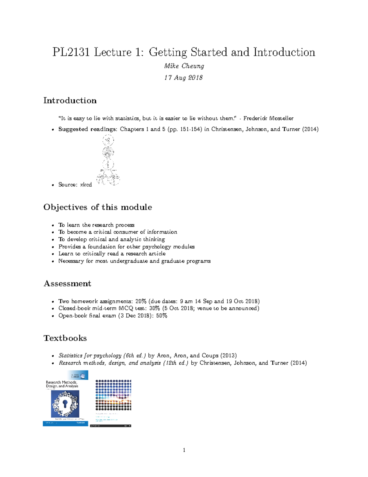 [L01] Scientific Research - PL2131 Lecture 1: Getting Started and Introduction Mike Cheung 17 ...