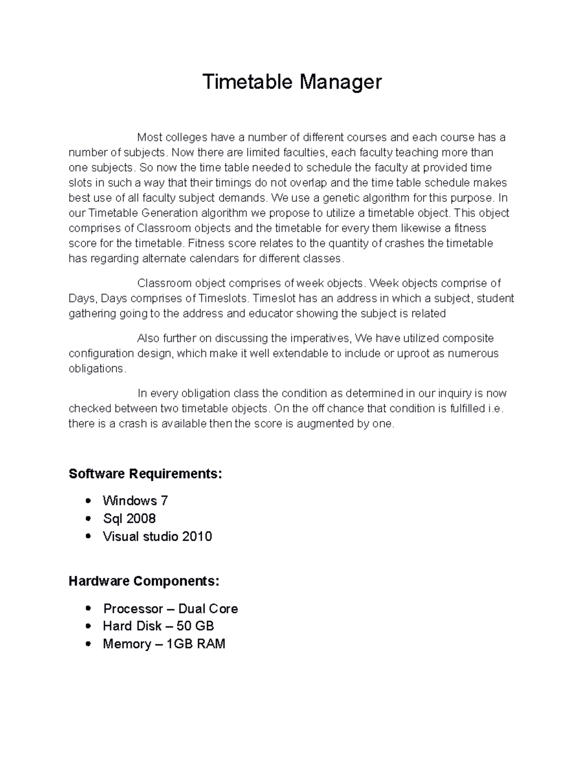 S126 - Timetable Manager Most colleges have a number of different ...