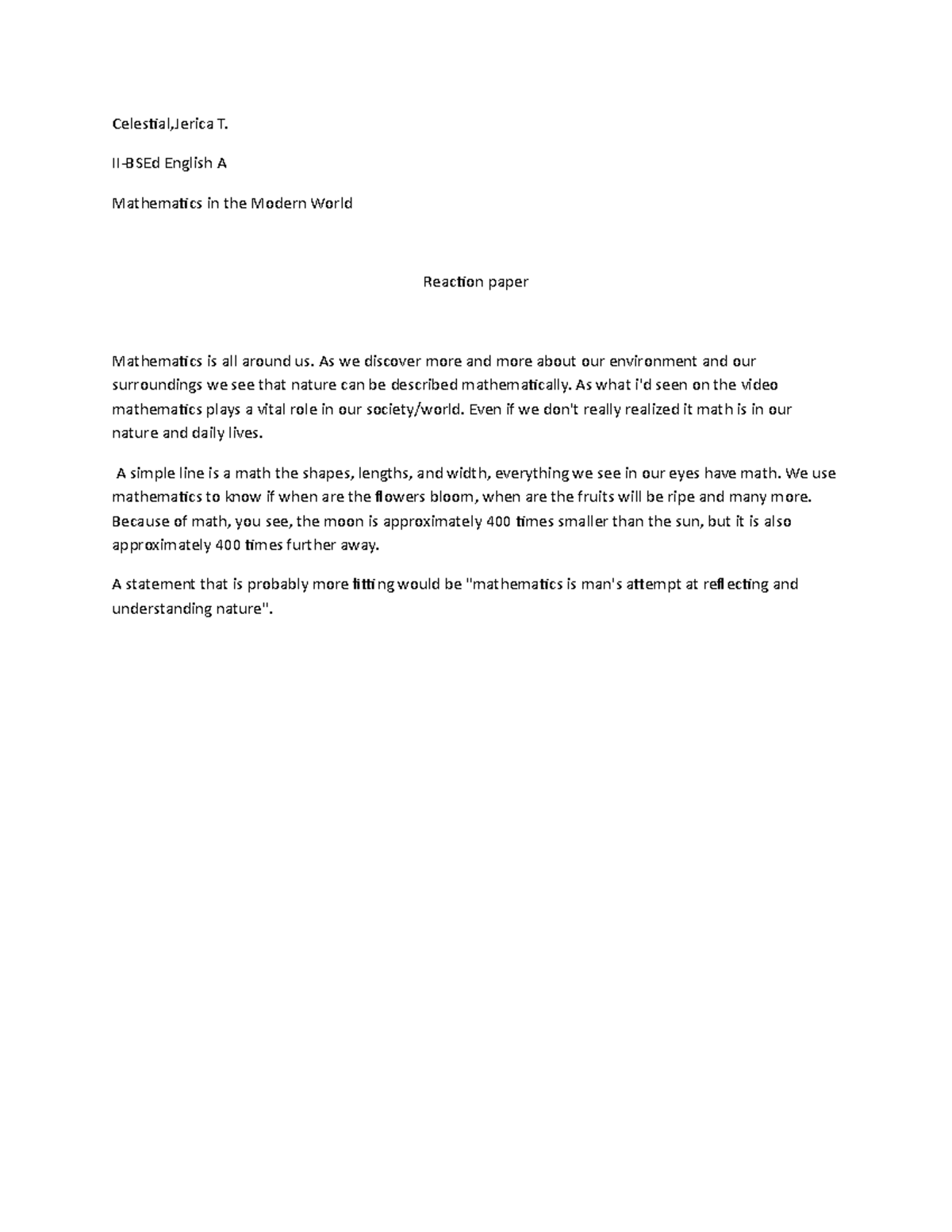 Mathematics in the Modern world - BS. education - PangSU - Studocu