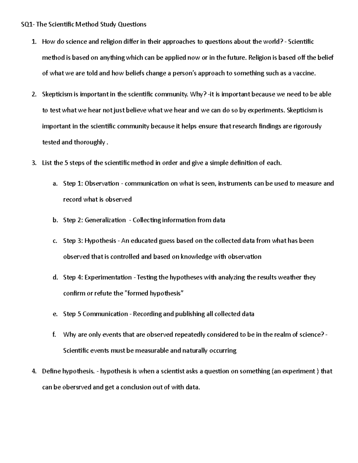 SQ1-The Scientific Method Study Questions - SQ1- The Scien,fic Method ...