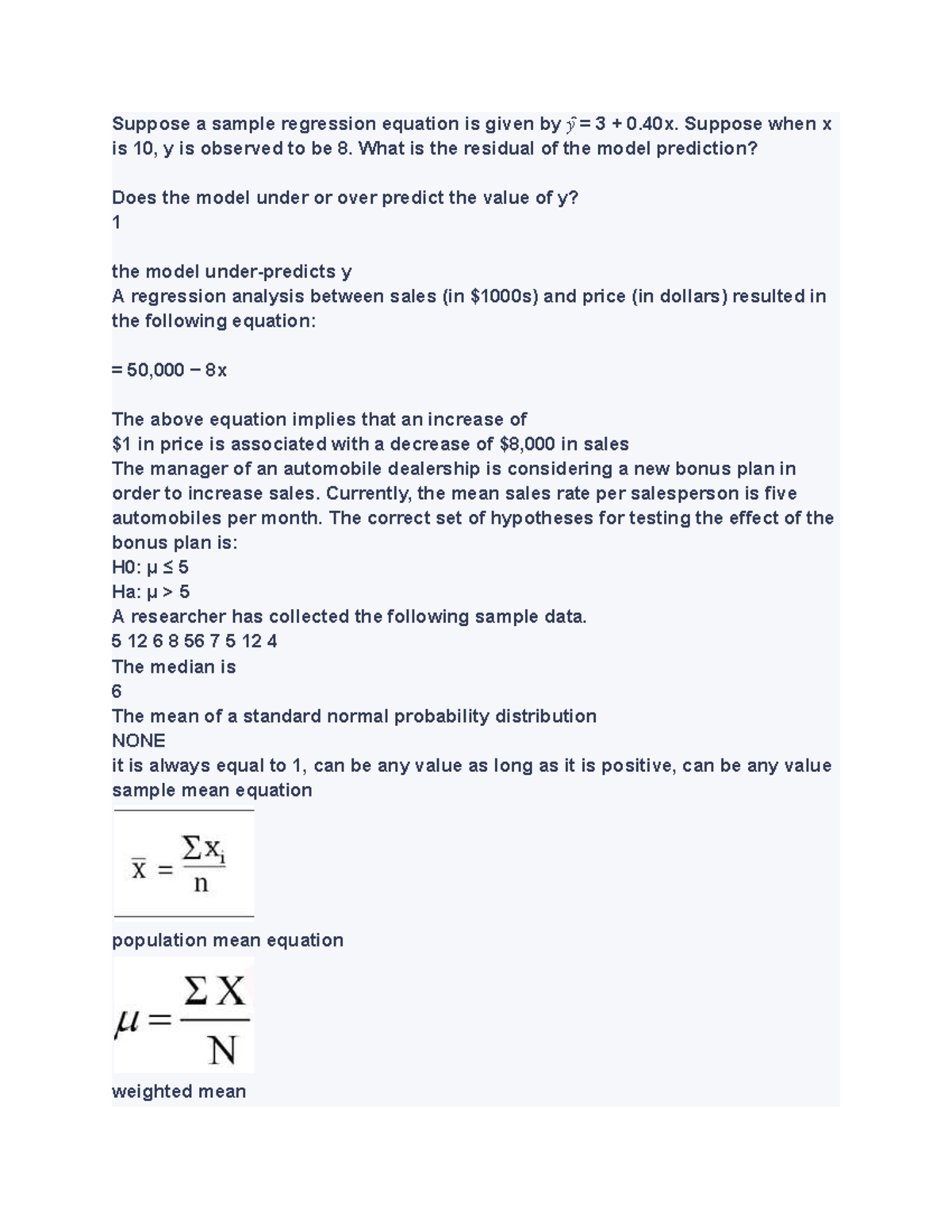 ECO391 UKY - LECTURE NOTES TO HELP ON EXAM 1 - Suppose a sample ...
