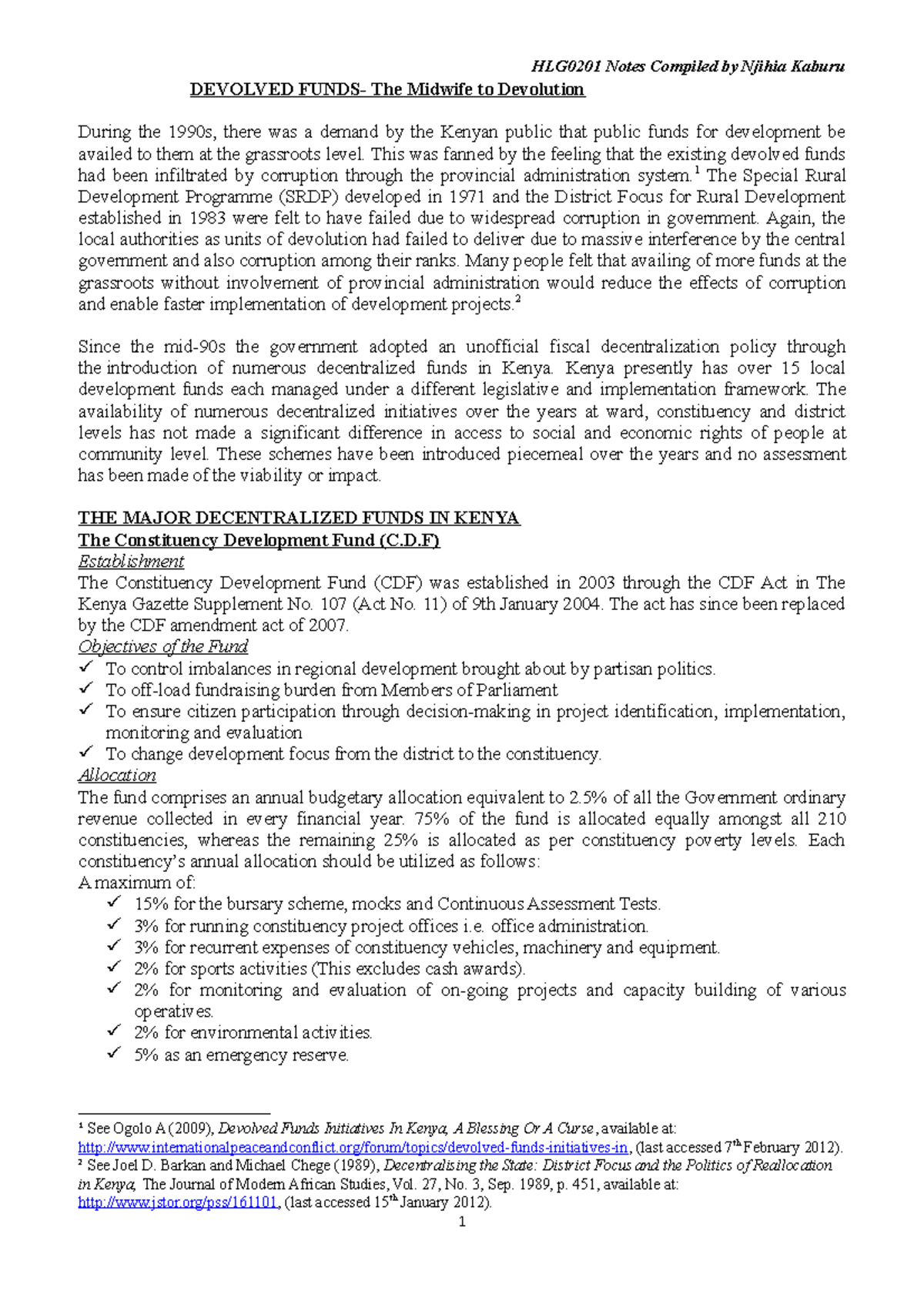 Class 4- Devolved Funds - DEVOLVED FUNDS- The Midwife to Devolution ...