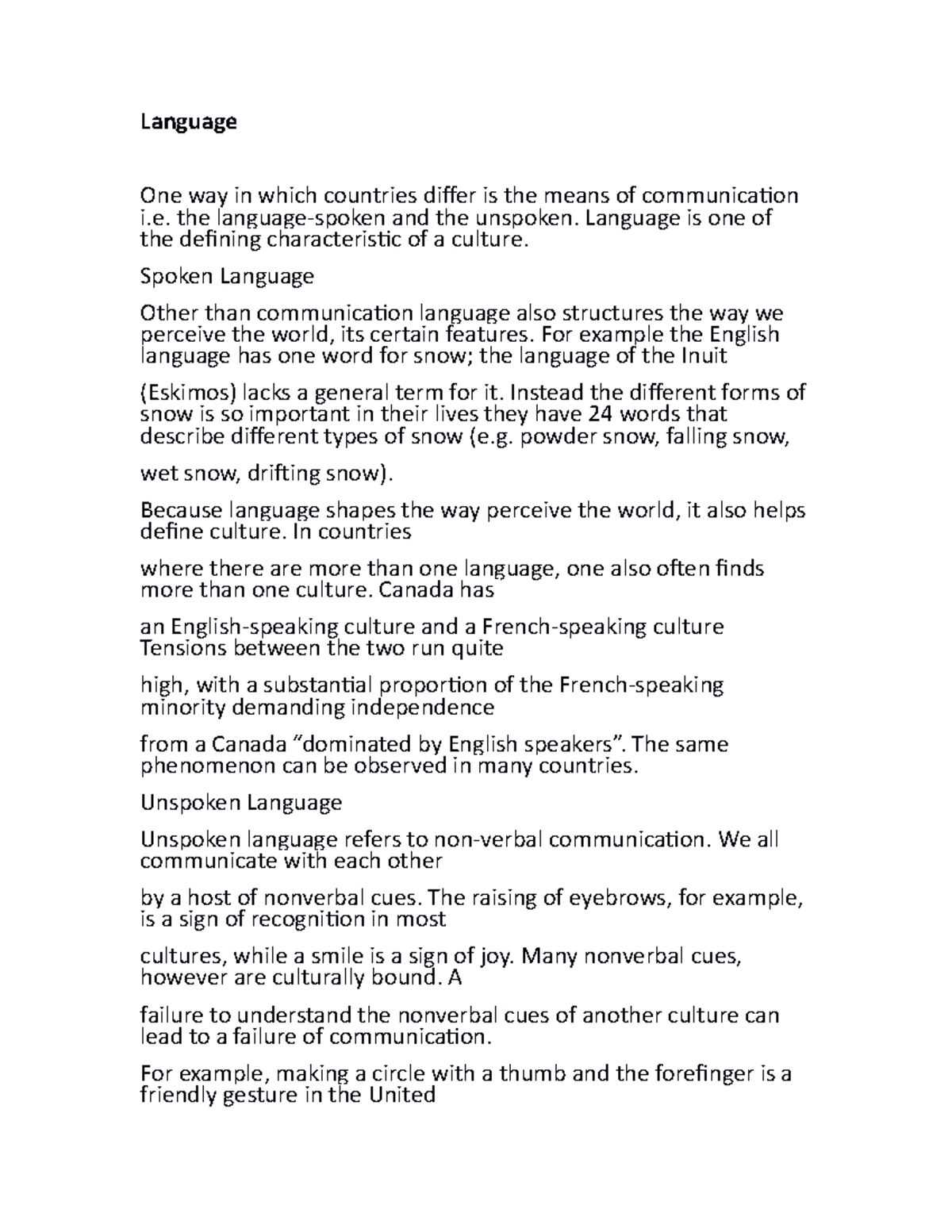 Language,Education and Demand Conditions notes - Language One way in ...