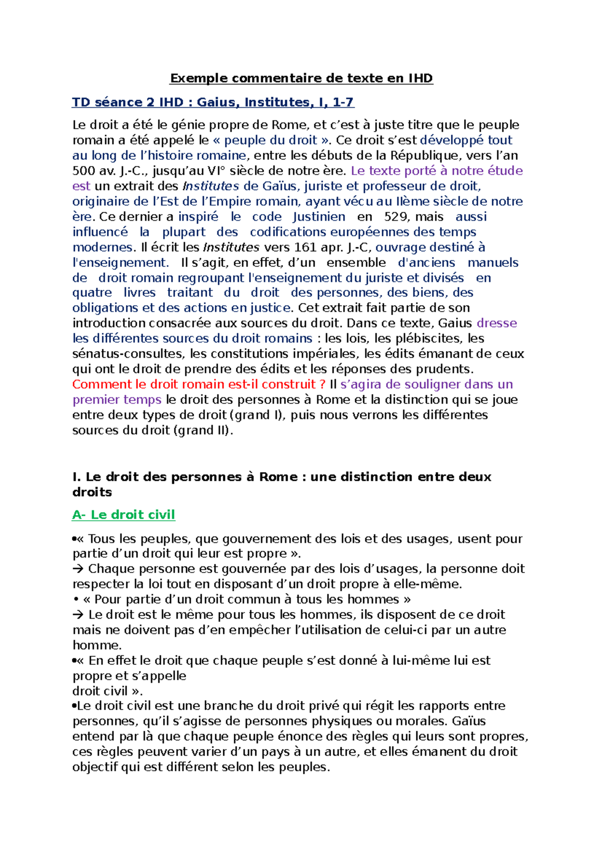 commentaire de texte IHD - Exemple commentaire de texte en IHD TD ...