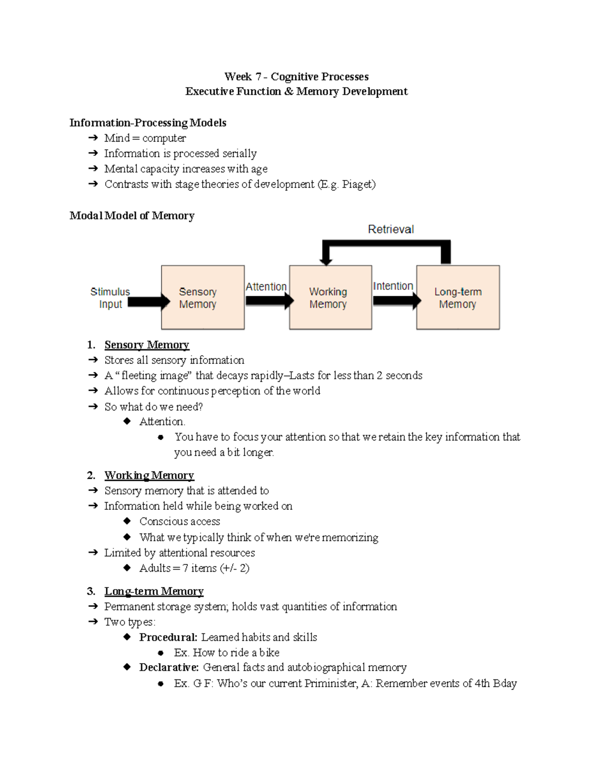 Week 7 - Cognitive Processes - Week 7 - Cognitive Processes Executive ...
