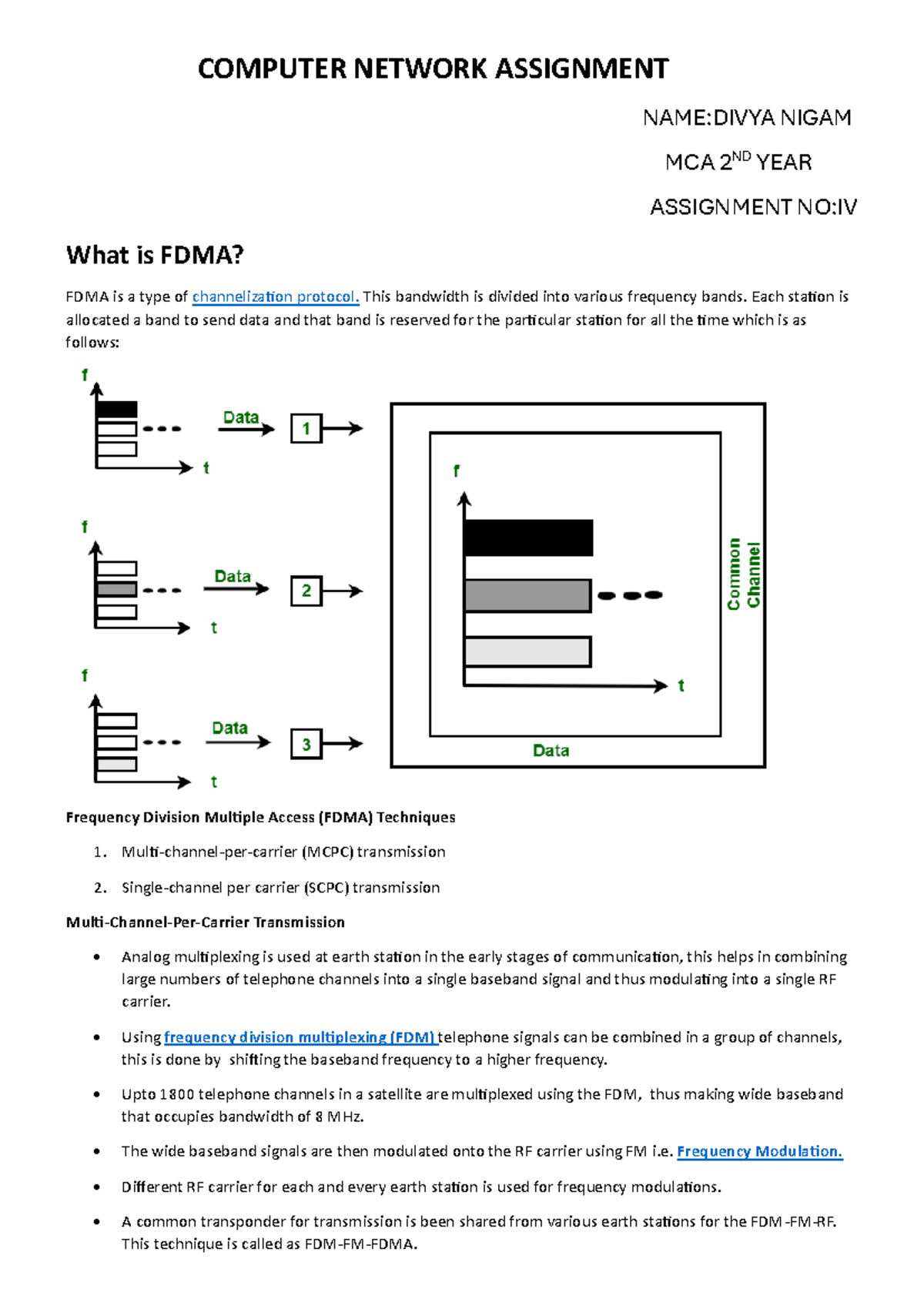 Computer Network Assignment Divya - COMPUTER NETWORK ASSIGNMENT NAME:DIVYA NIGAM MCA 2 ND YEAR ...