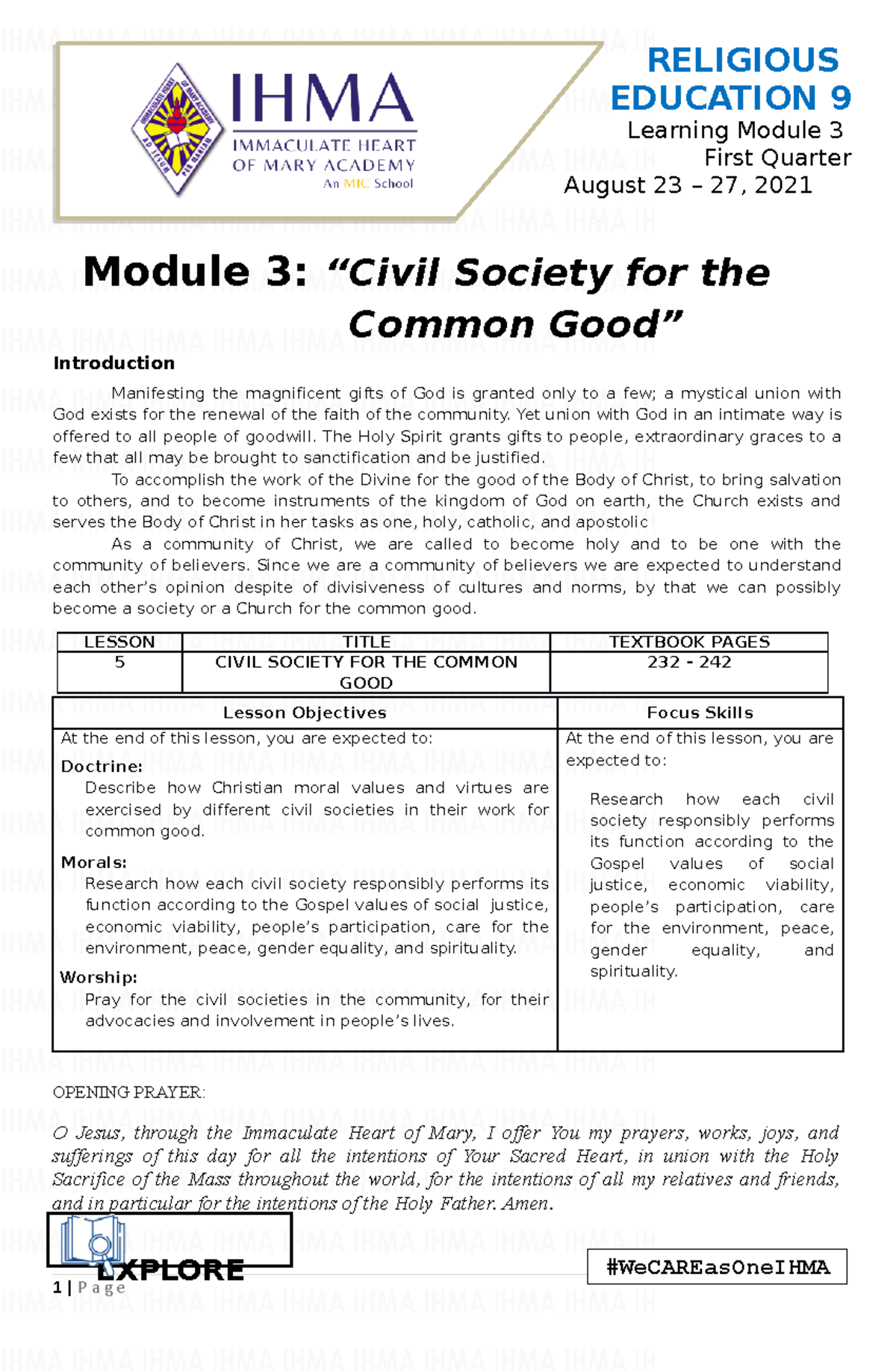 Module 3 - Module 3: “Civil Society for the Common Good ...