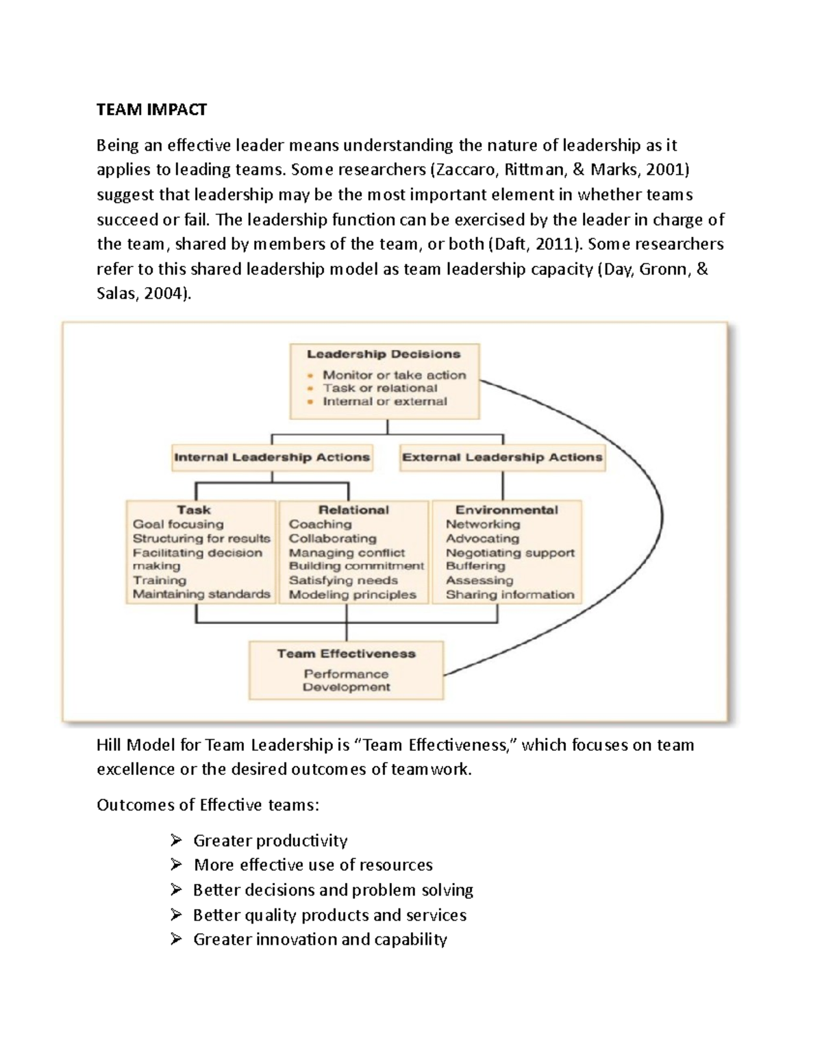 Leadership handout - TEAM IMPACT Being an effective leader means ...