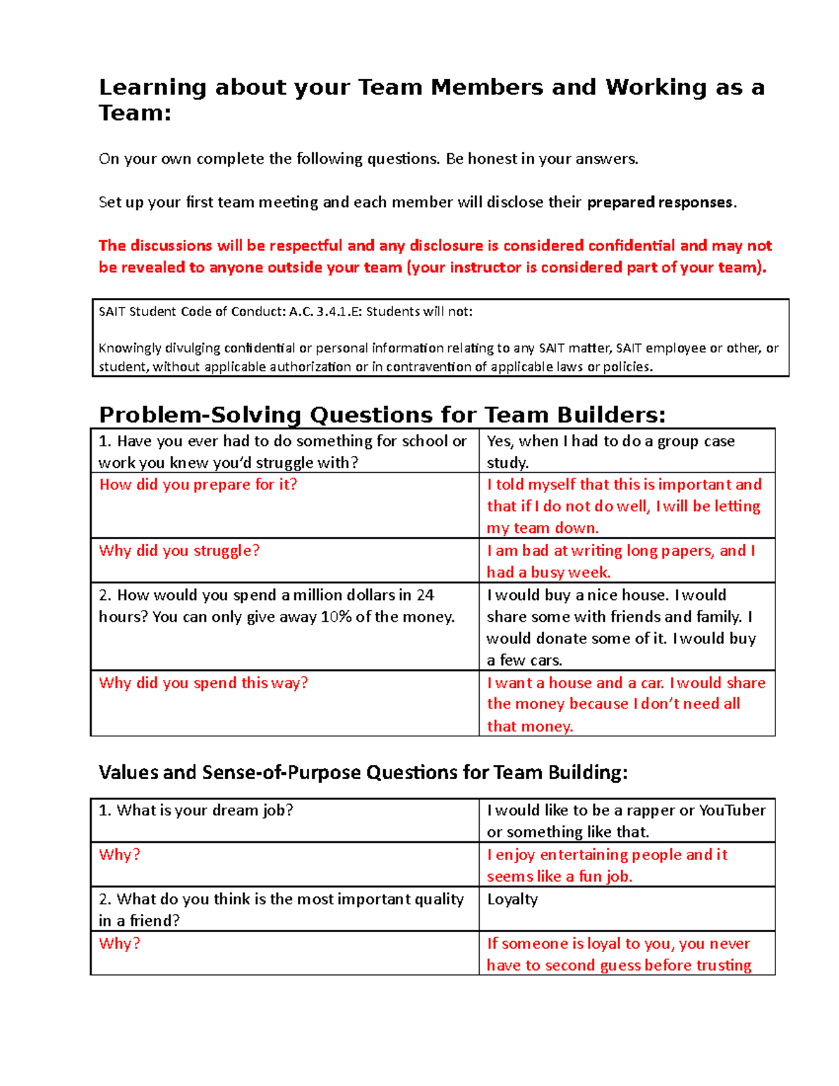 Getting to Know Your Team - Learning about your Team Members and ...