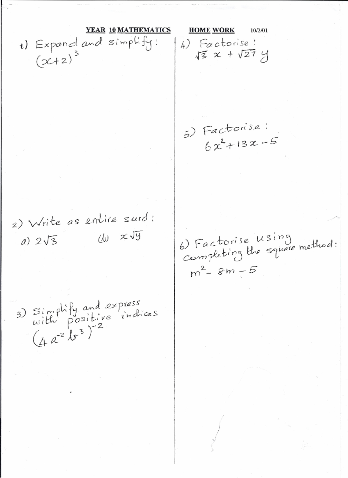10 - year 10 math - YEAR 10 MATHEMATICS t) EXpOhcd ().#'J g('rn p~ fj ...