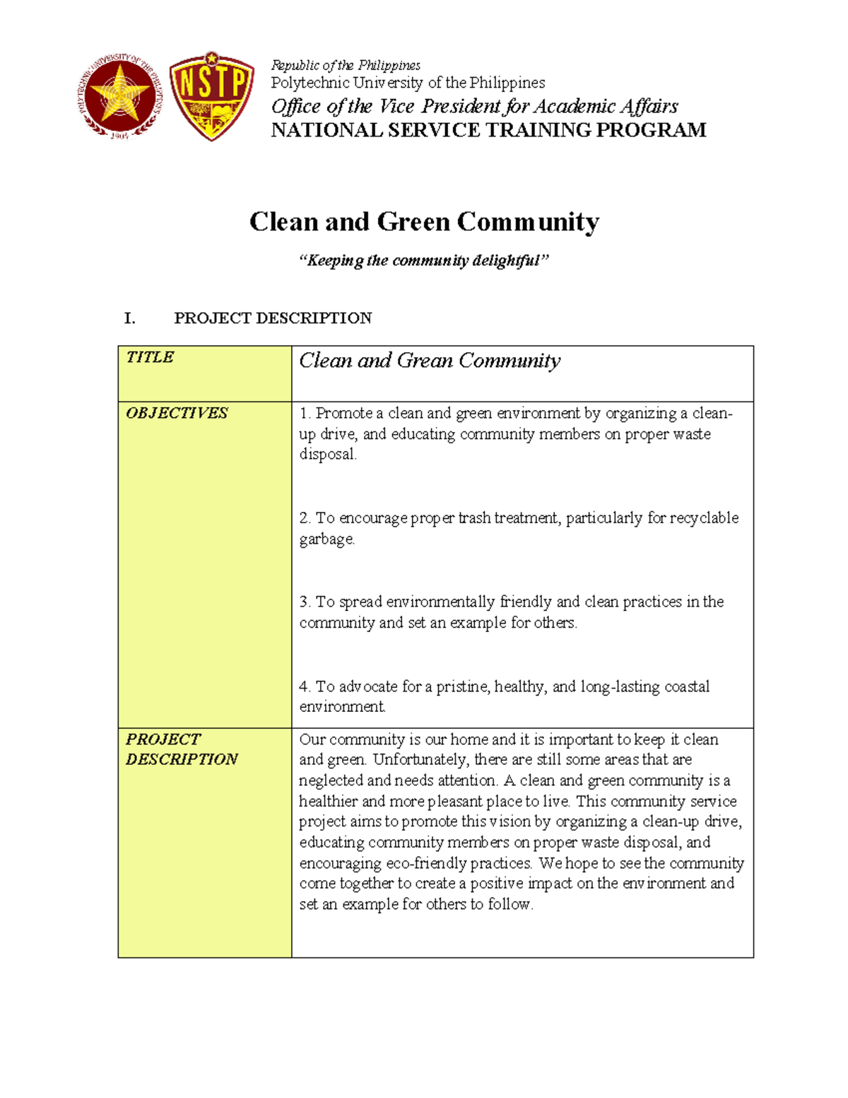 CWTS Group 2 Project Proposal - Polytechnic University of the ...