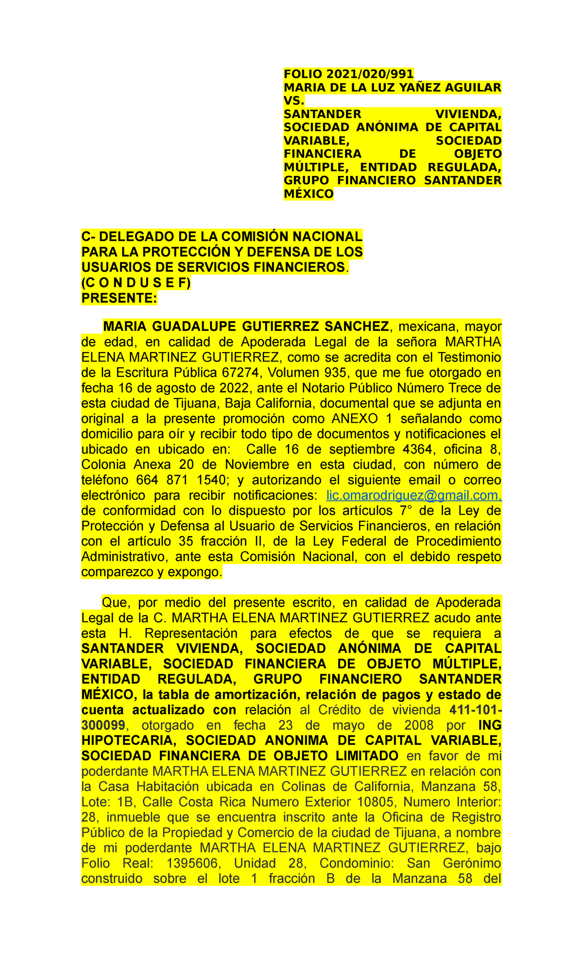 Reclamacion Conducef 1 - FOLIO 2021/020/ MARIA DE LA LUZ YAÑEZ AGUILAR ...