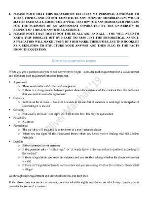 Contract LAW EXAM Revision (2021 past paper) - CONTRACT LAW EXAM ...