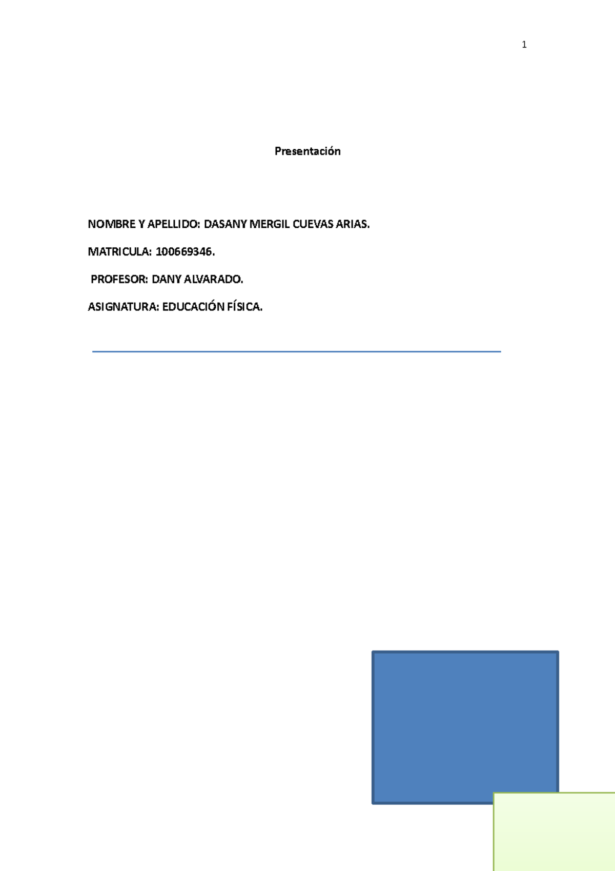 Actividad fisica. Dasany Cuevas - Presentación NOMBRE Y APELLIDO ...