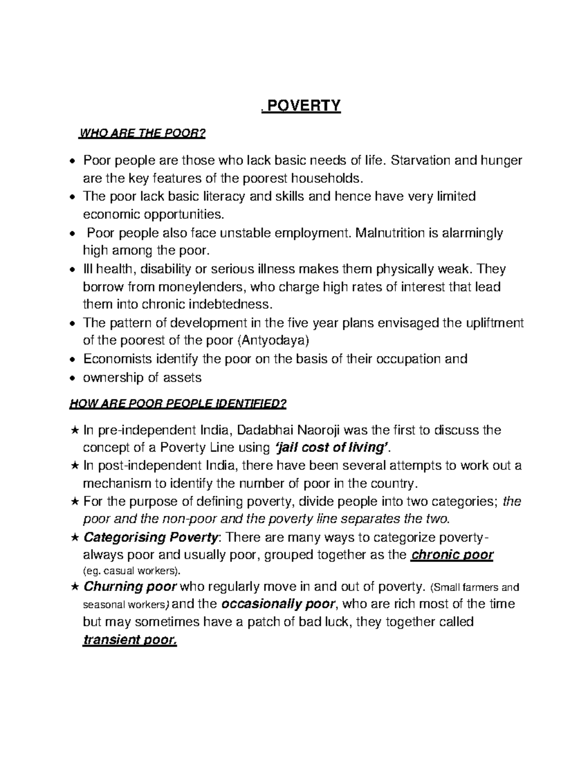 Note about Poverty - UNIT III Prepared by: RAJESH KUMAR HSST Economics ...