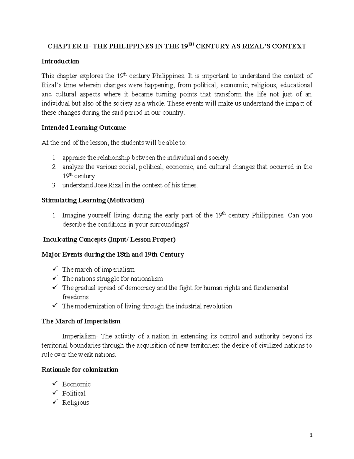 GEC-9 Module-2 Student-Copy - CHAPTER II- THE PHILIPPINES IN THE 19TH ...